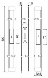 2-KV-01-300-EX 300mm Recessed handle integrated with Privacy lock - KAWAJUN Malaysia Sdn Bhd